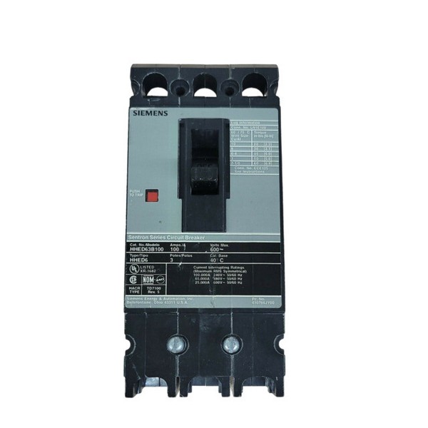 Siemens HHED63B100 100 Amp 600 Volt 3 Pole Circuit Breaker - Gray for ...