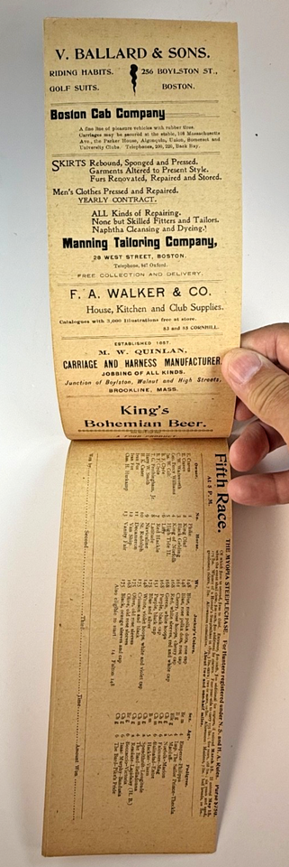 1899 COUNTRY CLUB RACE MEETING Brookline Mass 1st Day May Horse Racing ...