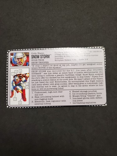 gi joe snow storm 1993 file card | eBay