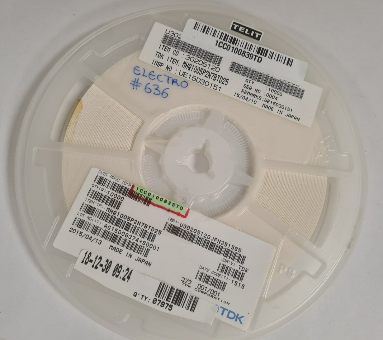 MHQ1005P2N7BTD25 Fixed Ind 2.7NH 900MA 70MOHM SMD TDK TELIT 7975 Units ...