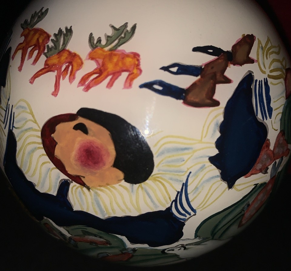 Ne'qwa Art Signed Handpainted Eskimo Scene Ornamant | eBay