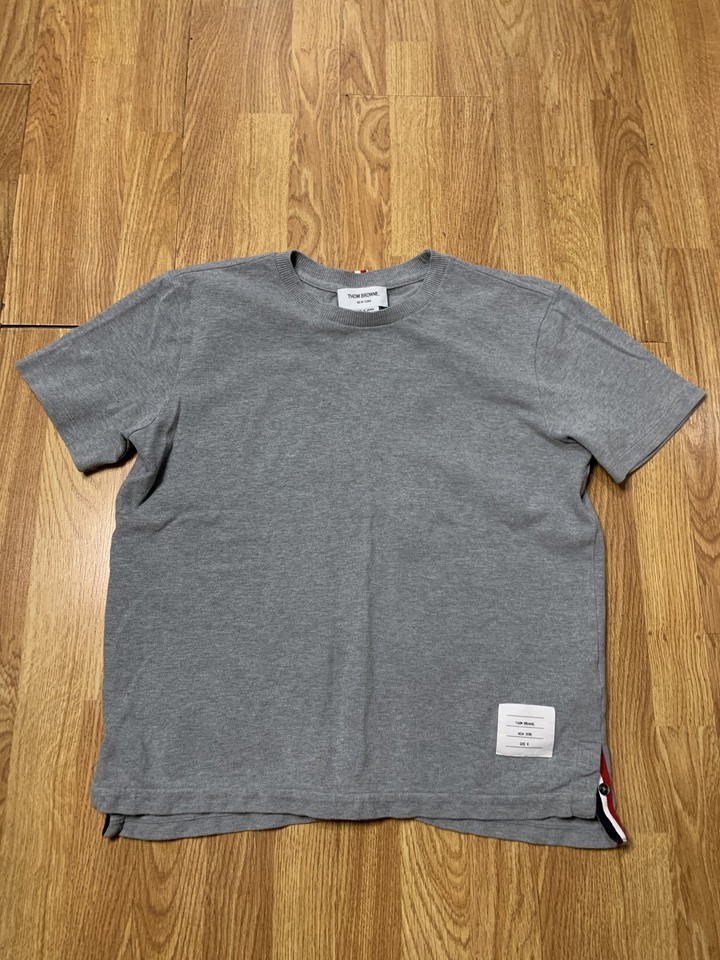 Thom Browne Shirt Mens 4 Made In Japan Tricolor Stripe Patch Crewneck ...