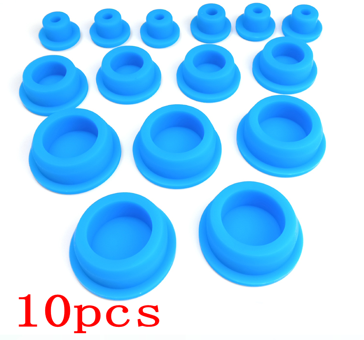 10 Pcs 19mm to 48.5mm Blue Round Silicone Rubber Plug End Caps Rubber ...
