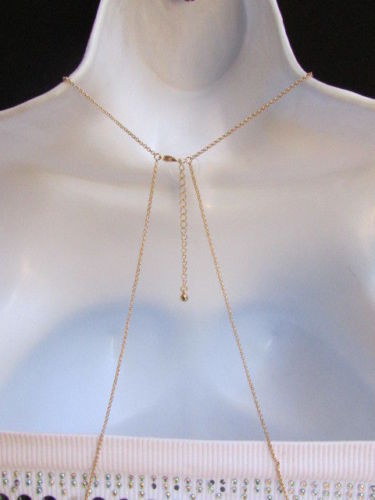 WOMEN GOLD LONG STRAND THIN CHAINS METAL CLASSIC BODY JEWELRY NECKLACE ...