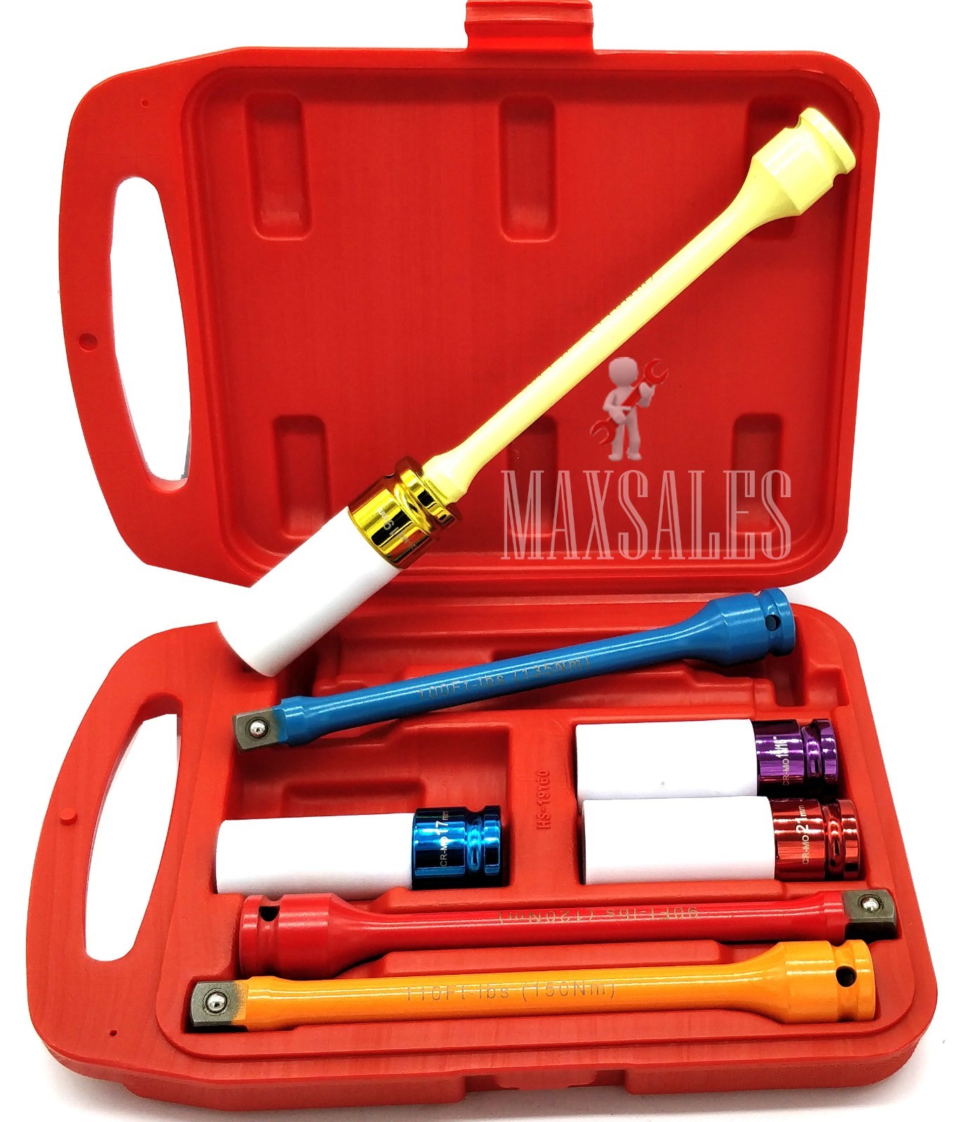 New 8Pc Torque Extension Bar 1/2" Dr. & Thin Wall Deep Impact Socket ...