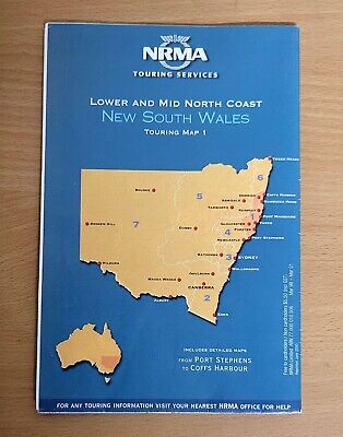 NRMA MAP LOWER AND MID NORTH COAST NEW SOUTH WALES ROAD MAP 2001 FOLD ...