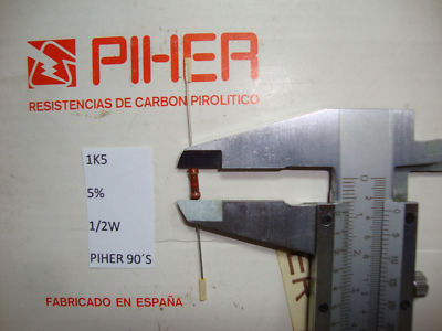 VINTAGE PIHER RESISTOR. 1/2W 1.5K 1K5 5% *1 PC* NEW ORIGINAL 1990 ́S ...