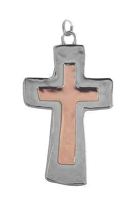 Ganz Impressions Cross Charm Silver & Copper Cross 2 inches by 1.5 inch ...