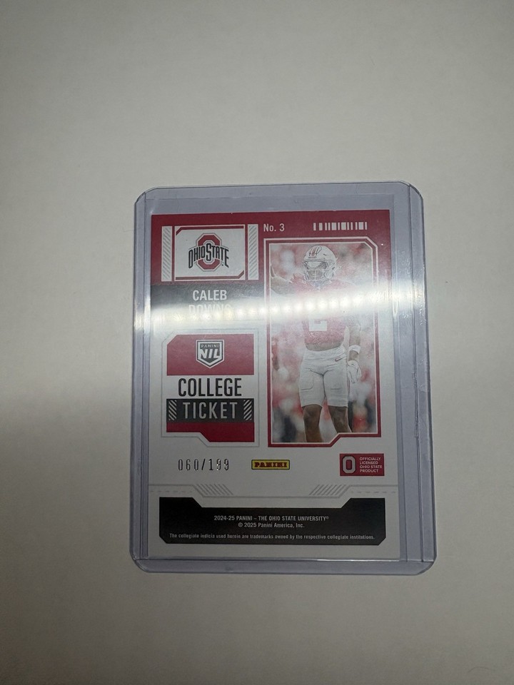 Caleb Downs 2025 Panini Ohio State NIL College Ticket Swirl /199 #3 | eBay