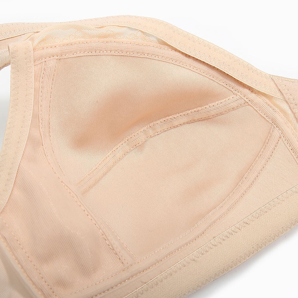 Women's Front Closure Posture Bra Support Wireless Unpadded Lace ...