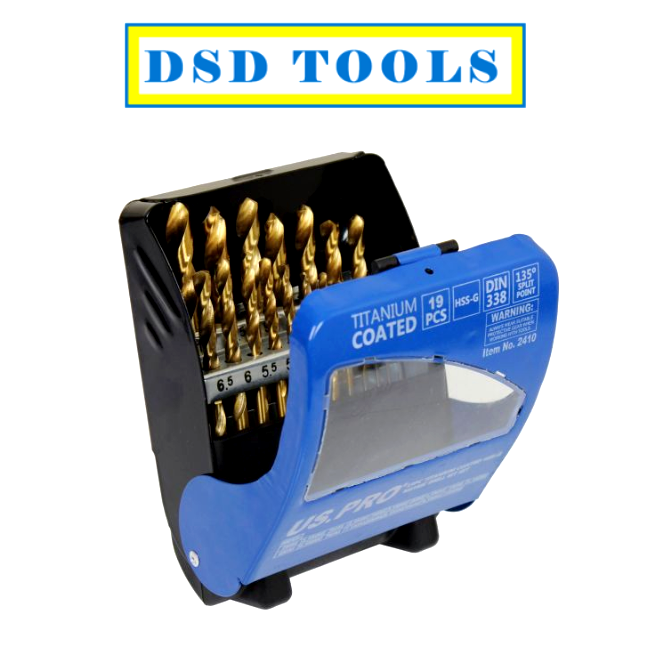 US PRO Tools 19pc HSS Titanium Coated Metric Drill Bit Set 1 - 10mm ...