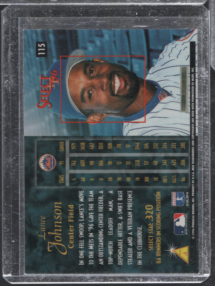 Lance Johnson Mets Autographed 1996 Pinnacle #115 w/COA 011824NPCD131 ...