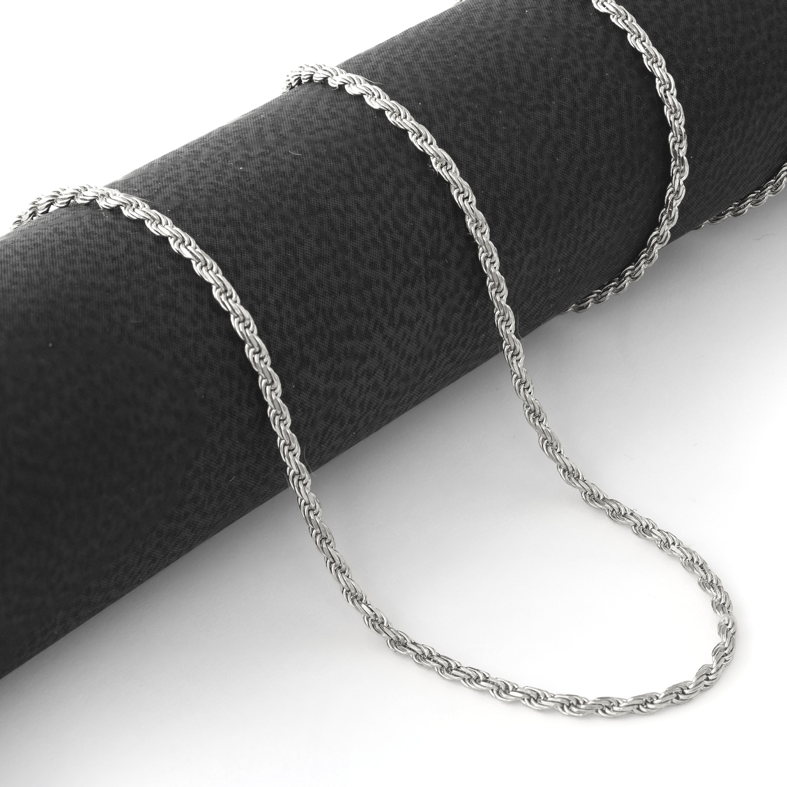 Genuine 10K White Gold Womens 2.5mm Italian Rope Chain Link Pendant ...