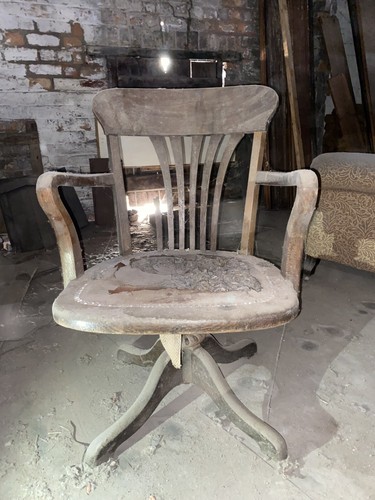 Edwardian Oak Captains / Bankers Office Swivel & Tilt Chair Circa early ...
