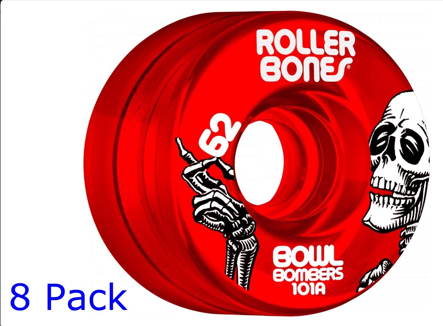 New 8 Pack Roller Bones Red Bowl Bombers Skatepark Wheels - 57mm, 101A ...