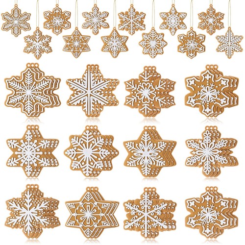 36 Pcs Christmas Gingerbread Snowflake Ornaments Gingerbread Cookie ...