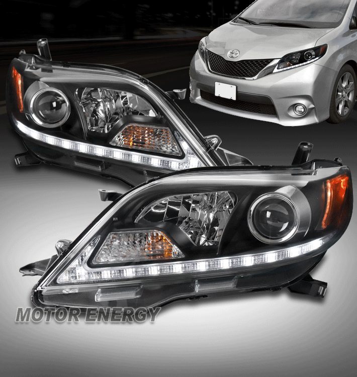 FOR 11-17 TOYOTA SIENNA LED PROJECTOR HEADLIGHTS HEADLAMPS LAMP BLACK ...
