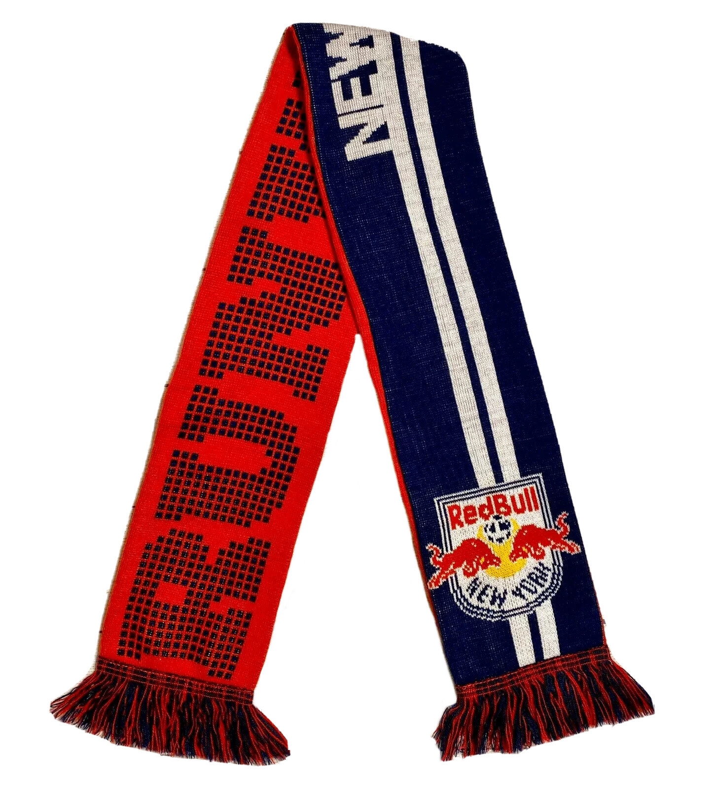 New York Red Bulls MLS “ Run With Us “ Scarf 100% Acrylic Lightly Worn ...