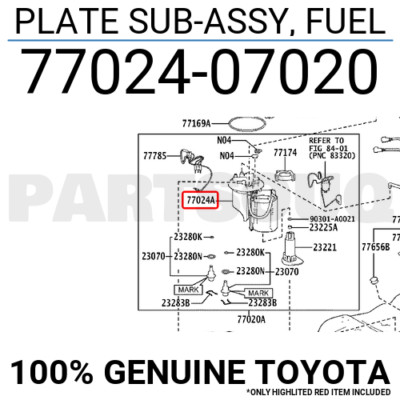7702407020 Genuine Toyota PLATE SUB-ASSY, FUEL 77024-07020 | eBay