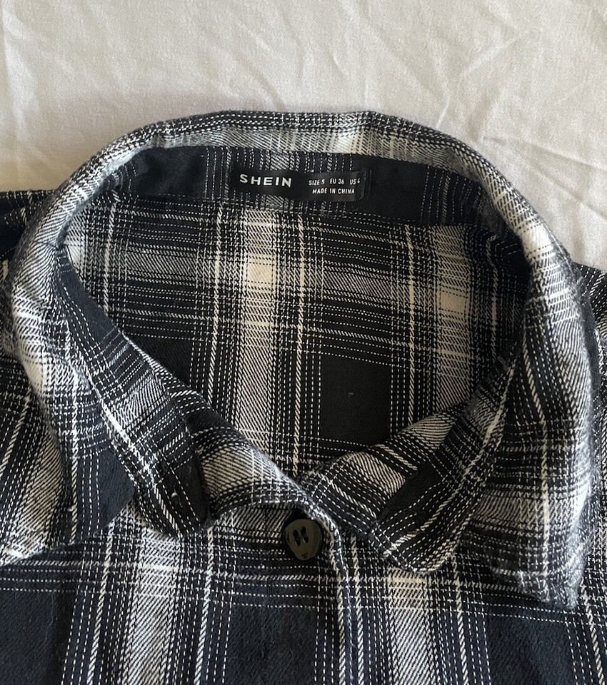 SHEIN Woman’s Black Plaid Flannel Size Small | eBay