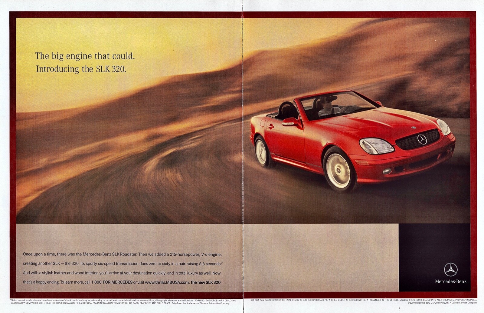 MERCEDES-BENZ SLK 320 Roadster ~ Red Convertible 2-Page VINTAGE PRINT ...