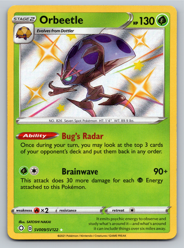 Orbeetle SV009/SV122 Shiny Holo Rare Shining Fates Pokemon Card - NM ...