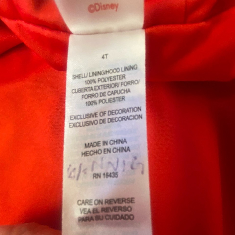 Mickey Mouse Wind Jacket Boys 4T Toddler Red Hooded Pockets Full Zip ...