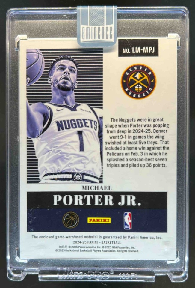 2024-25 Panini Eminence Michael Porter Jr. Logoman NBA Patch #/5 ...