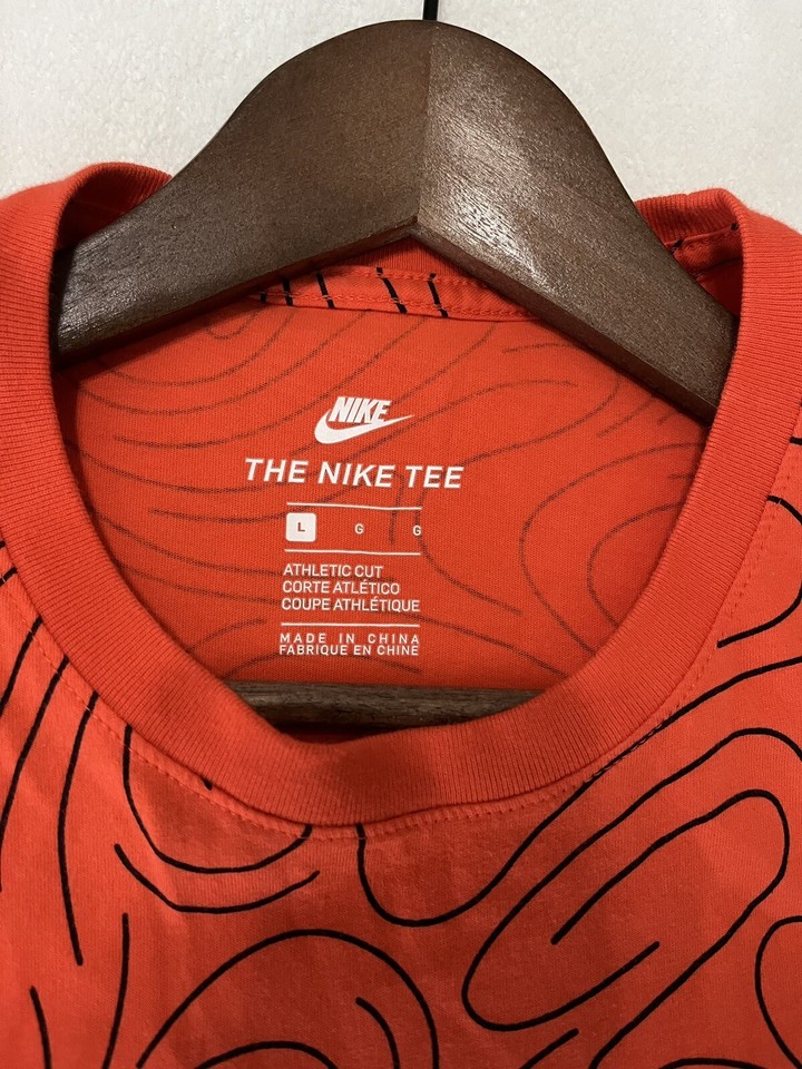 Nike T-Shirt With Swirl Print Men’s Size L Athletic Cut Nike Tee Orange ...