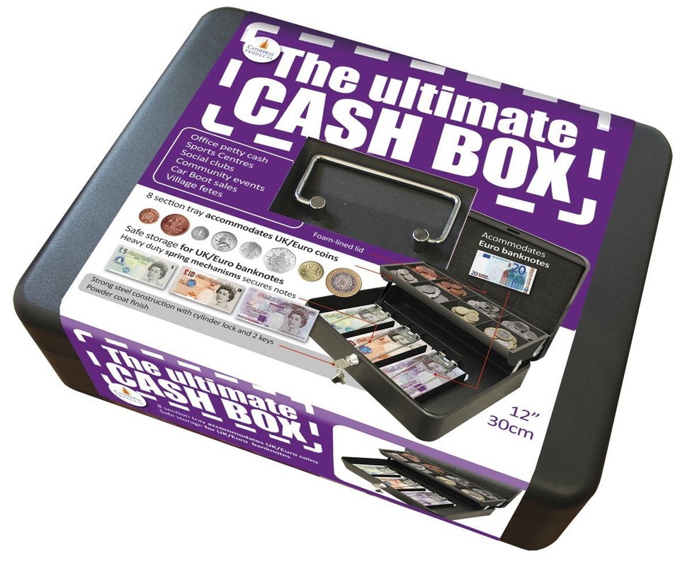 Ultimate Cash Box 12" For Petty Cash Metal Security Money Safe Key Lock ...