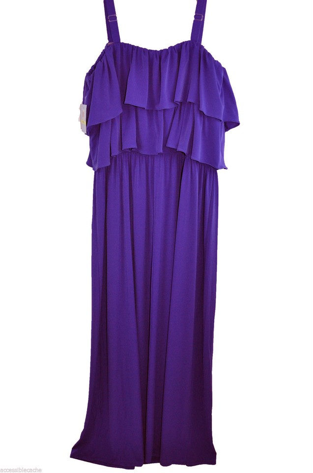 Suzi Chin Women's Plus Size Ruffle Cocktail Maxi Dress 387, Grape Jell ...