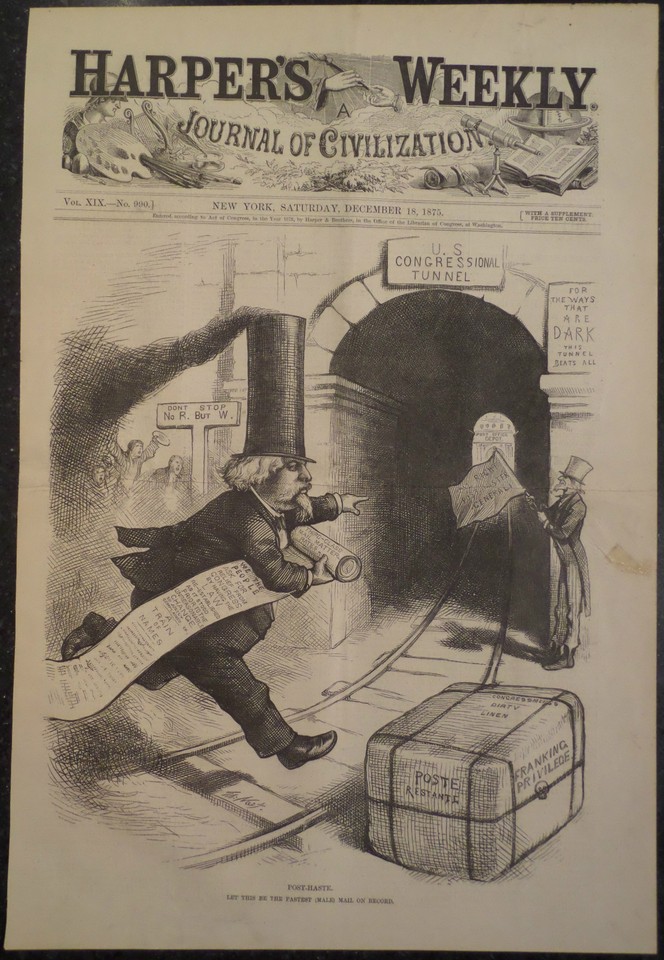 Congress Franking Privilege Post Master General Tyner 1875 Harper's ...