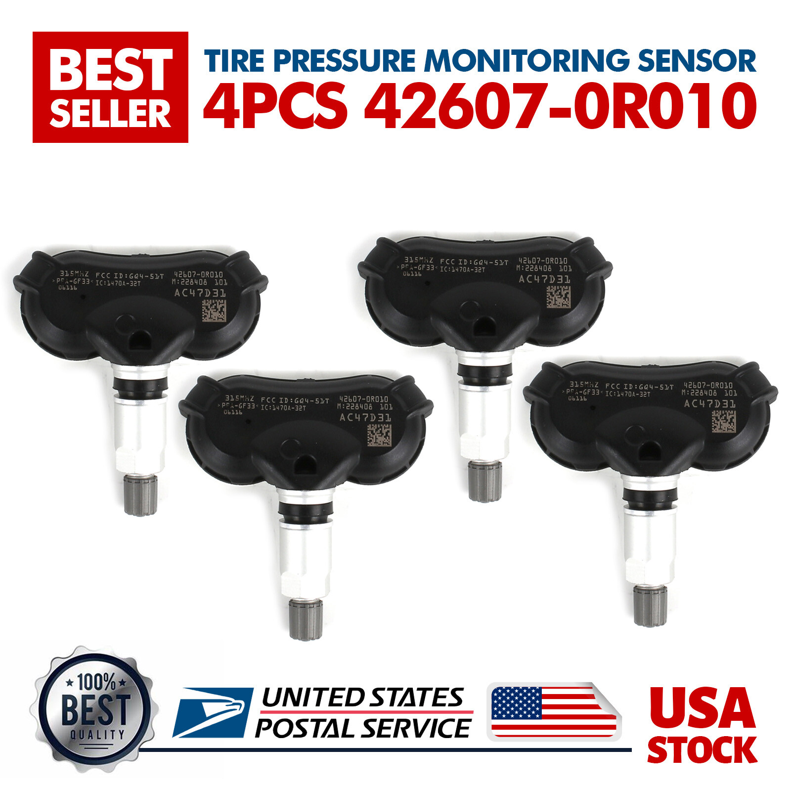 4PCS 42607-0R010 Tire Pressure Monitor Sensor TPMS for Toyota ...