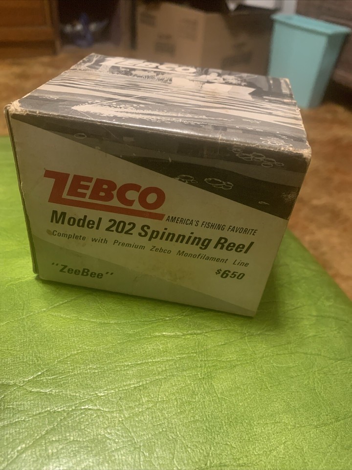 Vintage Metal Foot Zebco Model 202 Reel Spin Casting Zee Bee Box Papers ...
