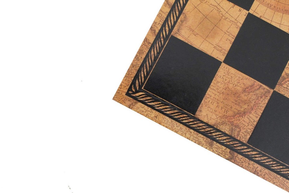 Italfama Faux Leather Chess Board 40x40cm, 45mm Squares, Vintage Map ...