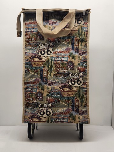 Jade Tapestry Route 66 Shopping Travel Tote Bag With Wheels Foldable ...