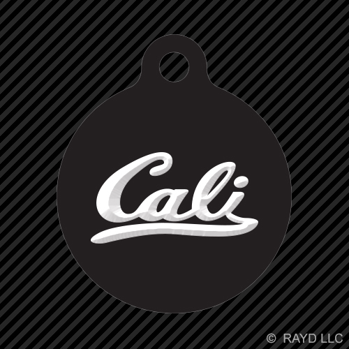 Cali Keychain Round with Tab dog engraved many colors California ...