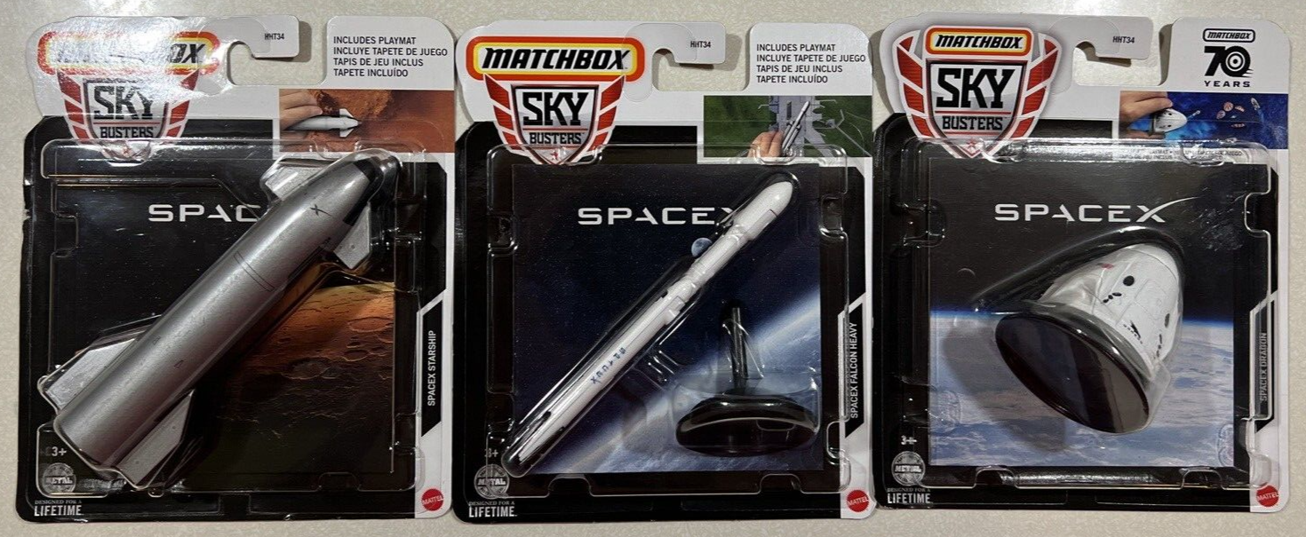 NEW 2024 Matchbox Sky Busters Space X Dragon, Starship & falcon Heavy ...