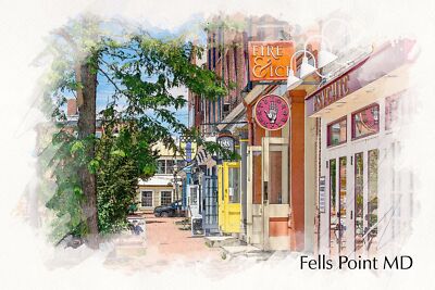 Baltimore Fells Point watercolor, Baltimore Canvas, Baltimore wall art ...