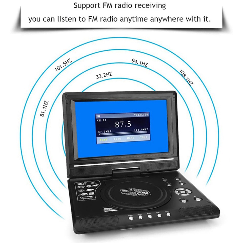 NEW Portable DVD Player HD CD TV Player 270° LCD Widescreen Card Reader ...