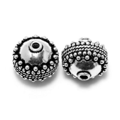 2 Pcs 15mm Bali Bead Antique Silver Plated A622 | eBay