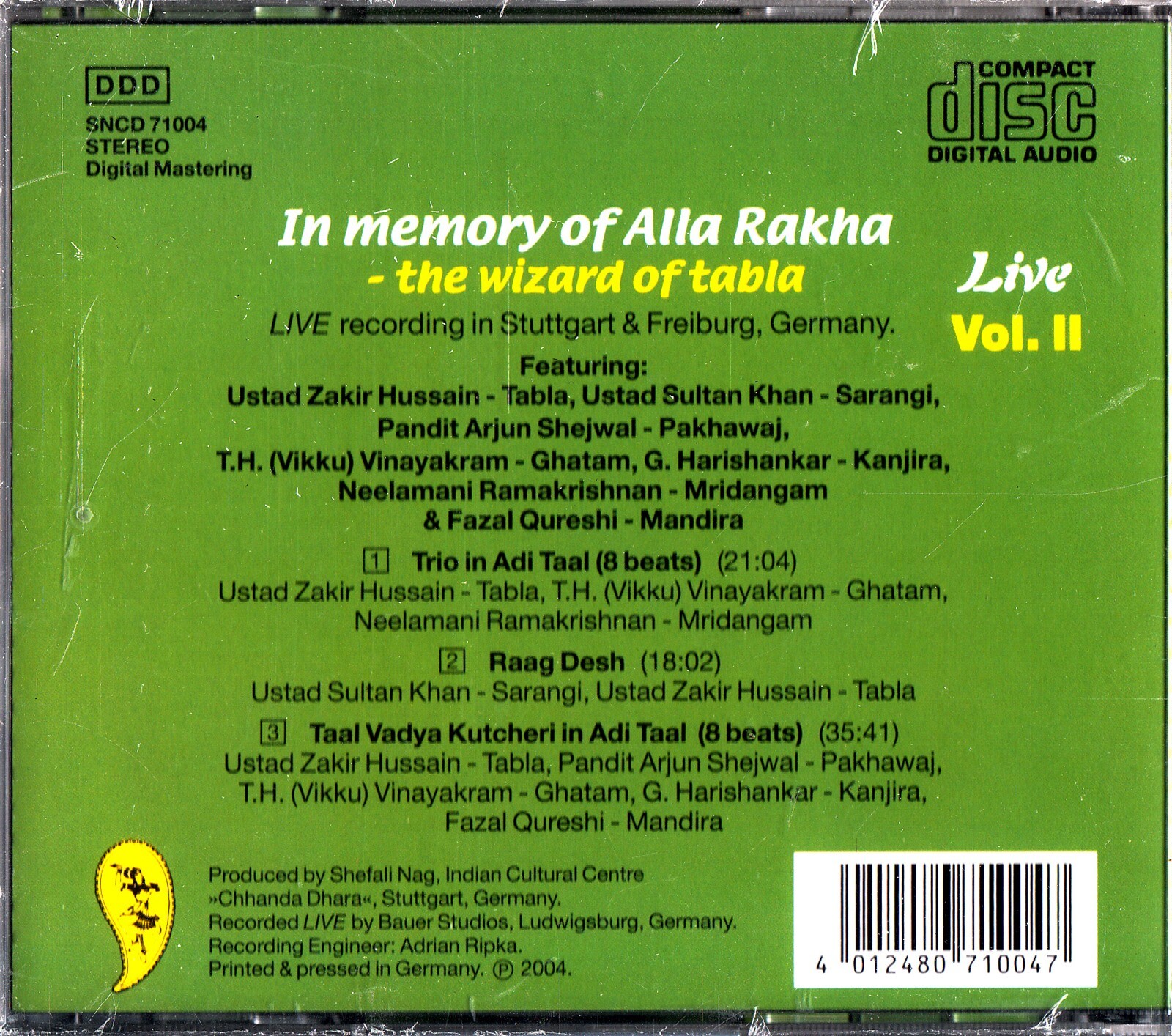 In Memory Of Alla Rakha Live-Vol. 2 (CD) RARE Ustad Zakir Hussain ...