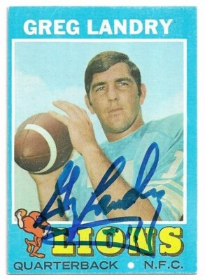GREG LANDRY 1971 Topps Signed Autographed Football card #11 Detroit ...