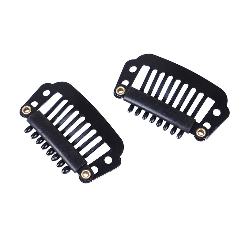 10/100 Toupee wig clips snap clips w/ rubber back hair extension black ...