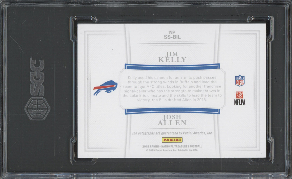 2018 National Treasure Synced Signature Jim Kelly Josh Allen /10 SGC 9. ...