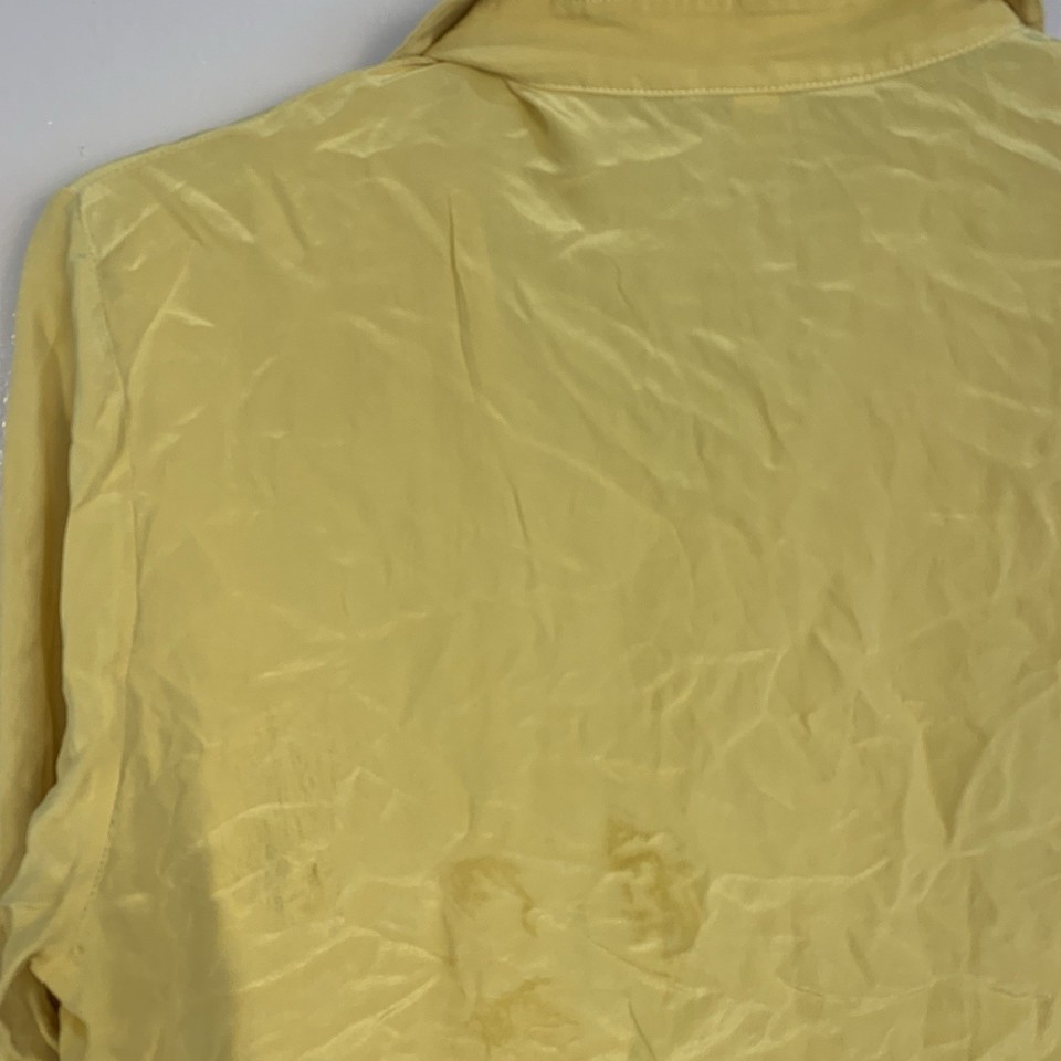 Lilysilk Mulberry Silk Long Sleeve Button Down Blouse Shirt Yellow Cuffs L | eBay
