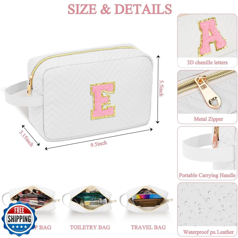 Personalized Initial Makeup Bag Trendy Stuff Leather Waterproof C | eBay