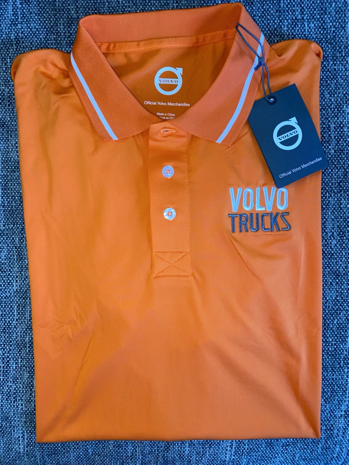 NWT Volvo Trucks Officially Licensed Mens Orange Polo Shirt Size L