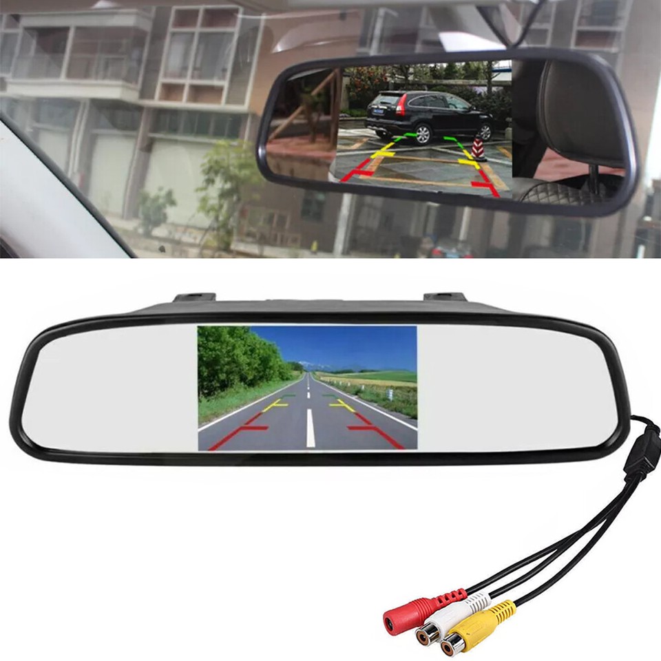 4.3"LCD Car Mirror Monitor Camera Reversing Backup Rear View Kit ...