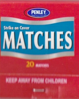 PENLEY-20 MATCHES-STRIKE ON COVER--MATCHBOOK-ONE 1/2 INCHES WIDTH-GREAT ...